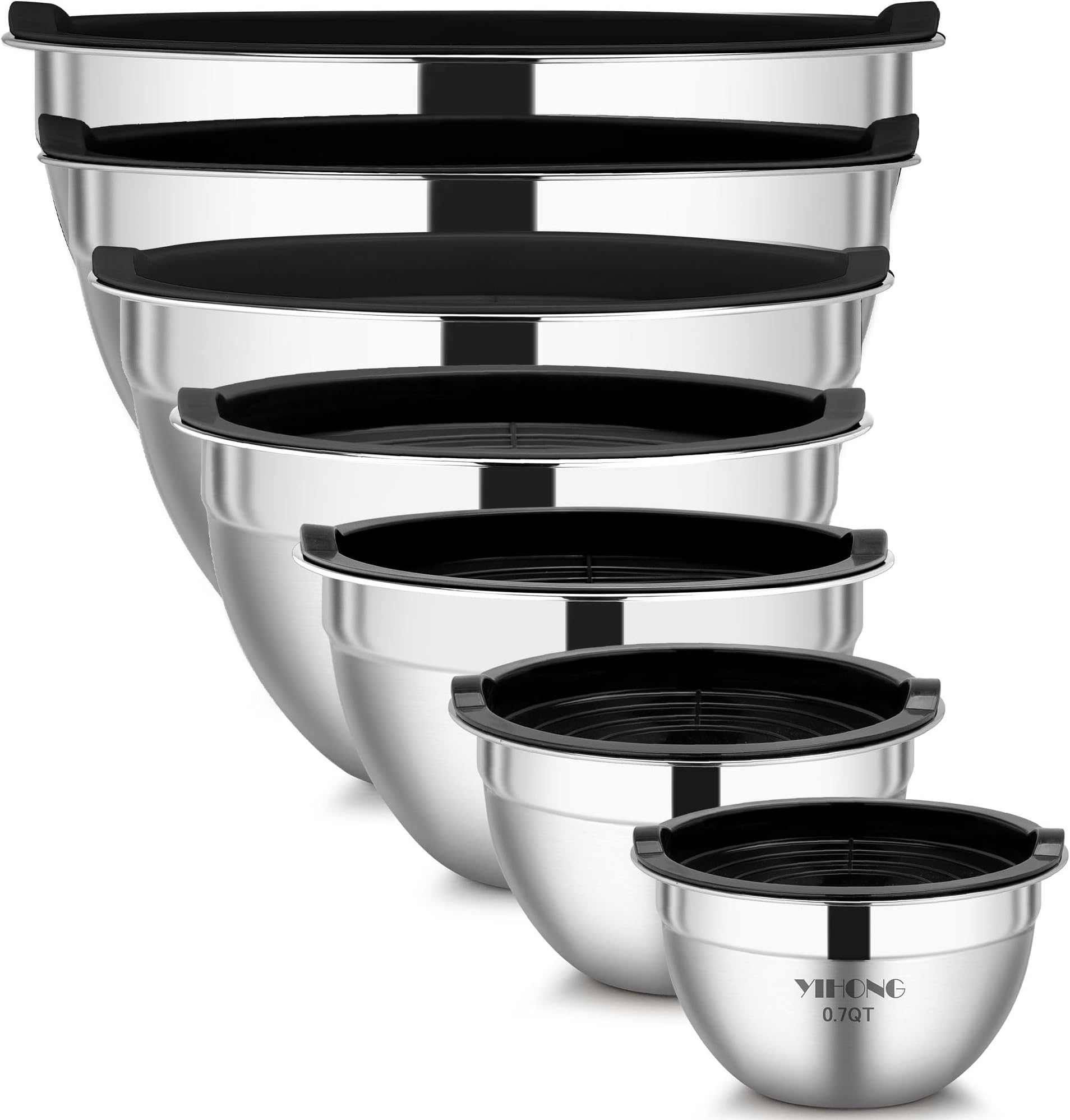 Amazon.com: WHYSKO Stainless Steel Mixing Bowl Set, 10 Piece Stainless ...