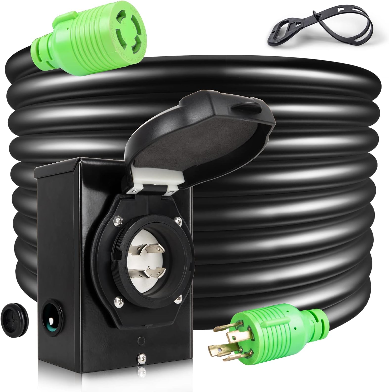 Amazon.com: 30 Amp Generator Cord and Power Inlet Box, 15FT 4 Prong ...