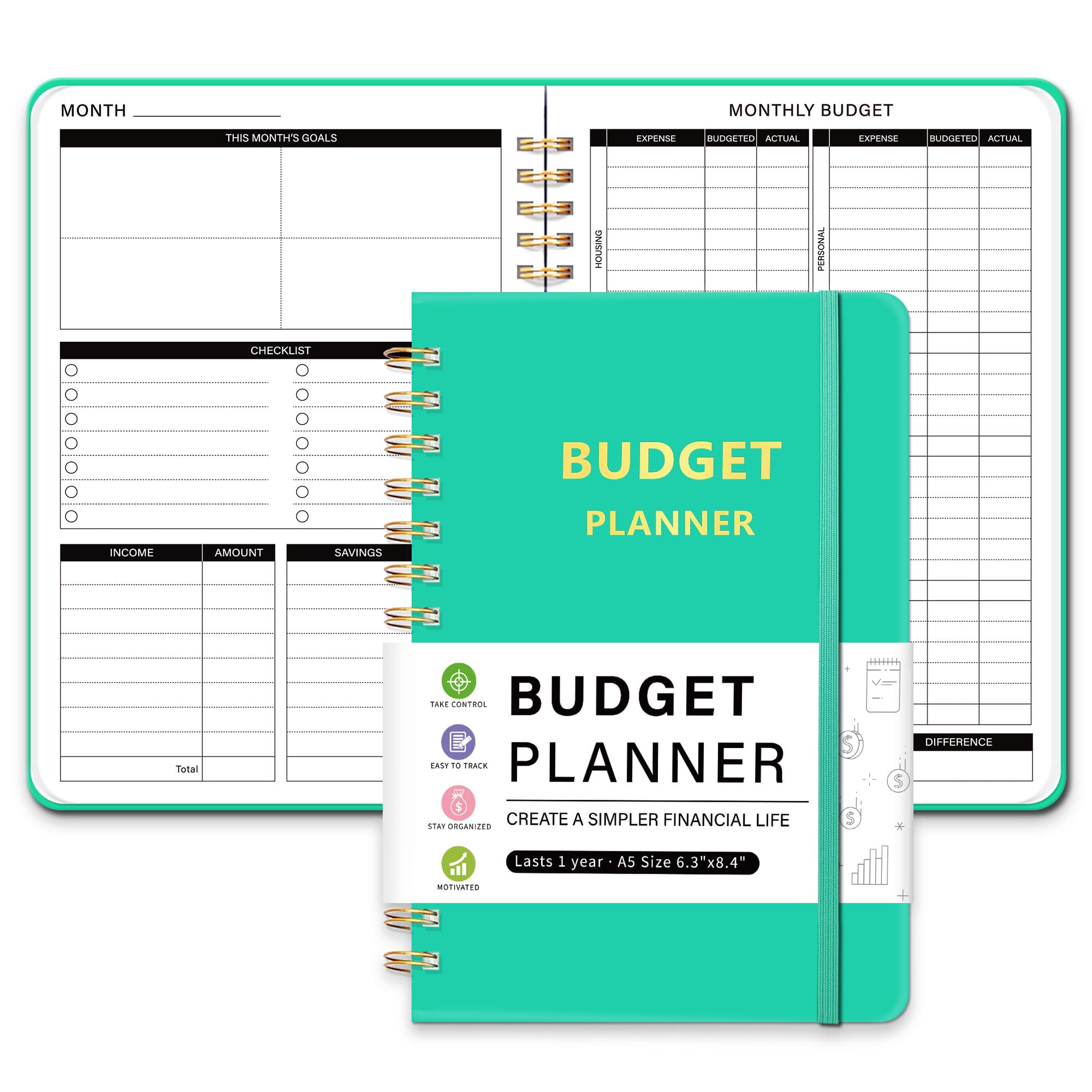 Amazon.com : Undated Monthly Budget Planner - 12 Month Budget Book With ...