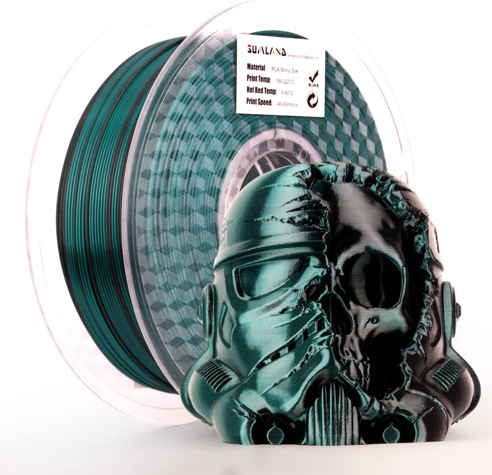 Amazon.com: CC3D Silk Dual Color PLA Filament Black/Green 1.75mm 1KG 3D ...