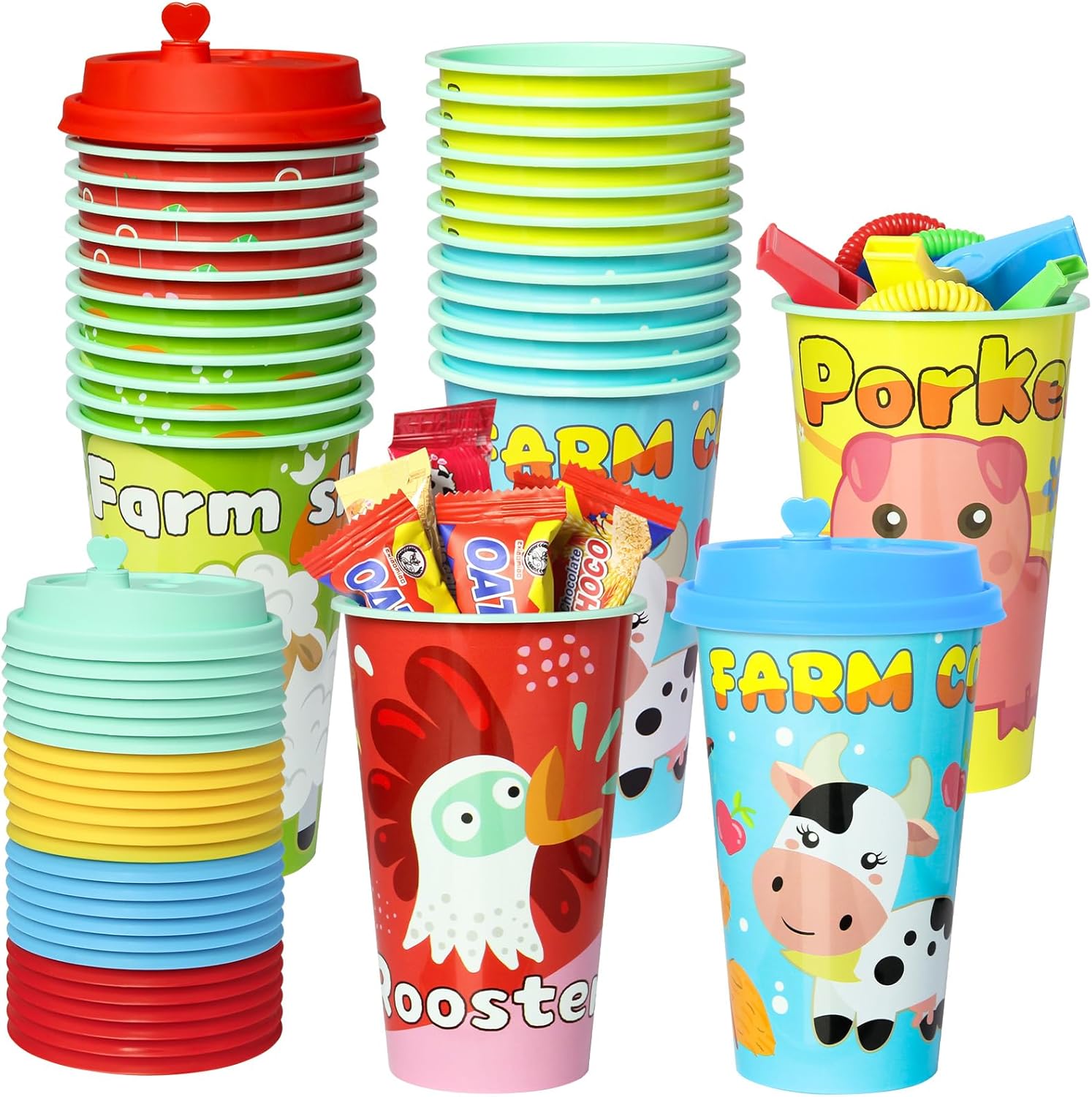 Amazon.com: Lidmada Farm Animals Party Favors Goodie Cups, 24 Pack ...