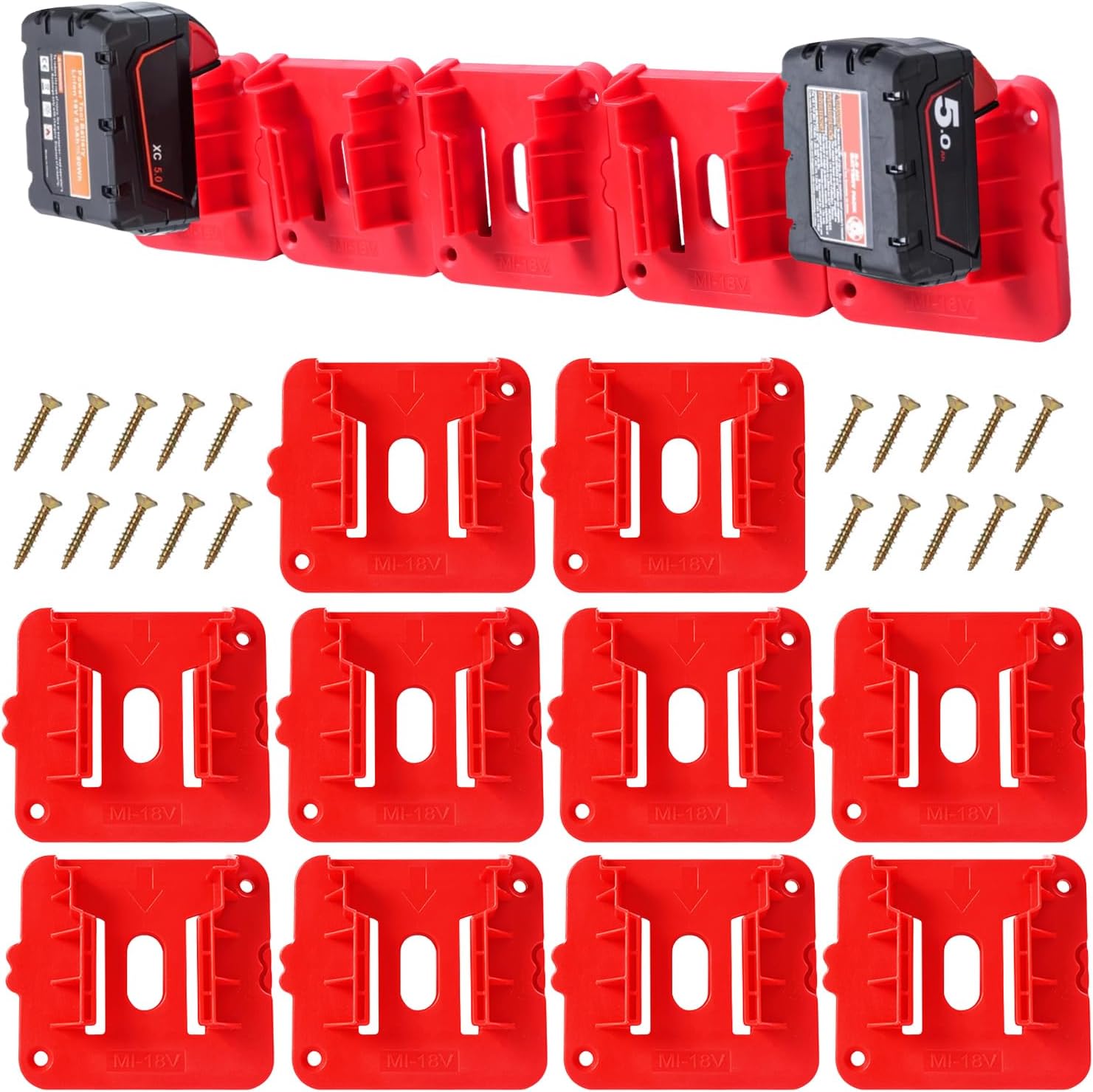 Amazon.com: KETTKEL 10 Pack Battery Holder for Milwaukee M18,Wall Mount M18 18v Battery Holder ...