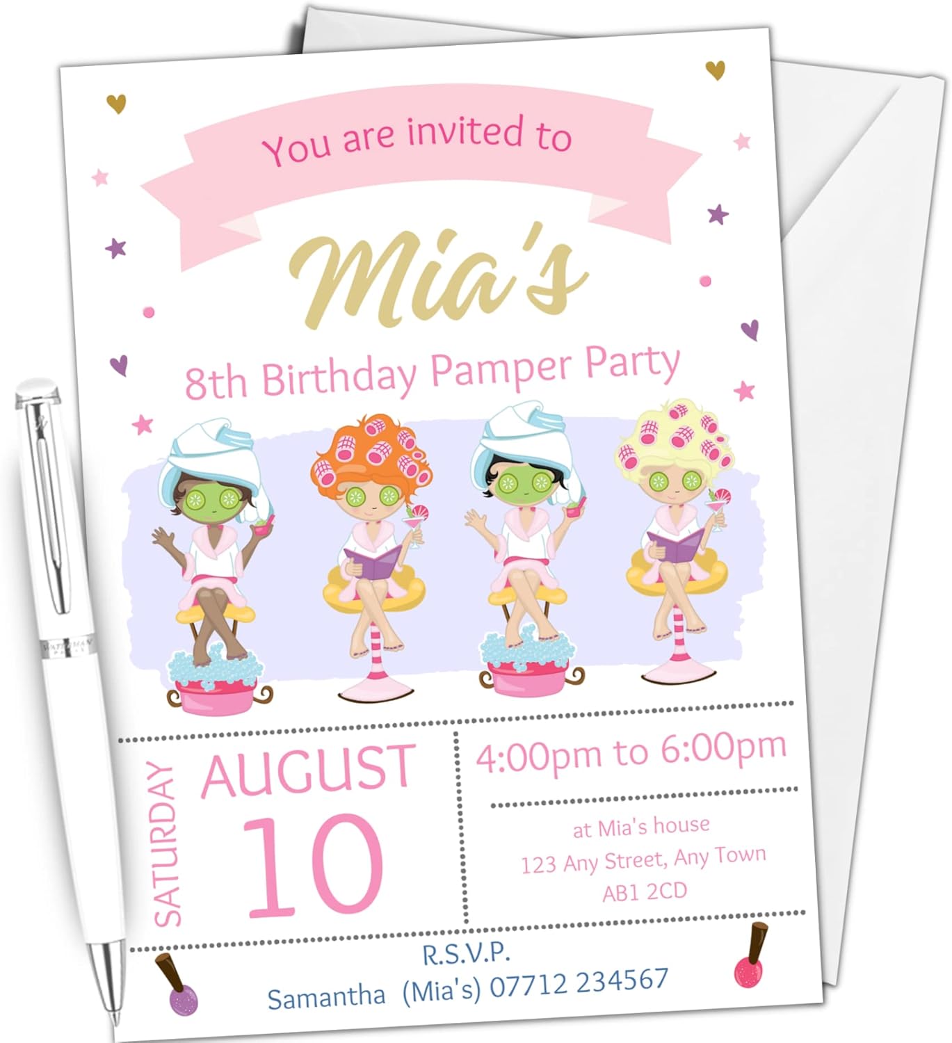 Love To Cherish Personalised Spa Day Party Birthday Invitations with ...