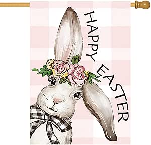 Amazon.com : Happy Easter Bunny House Flag 28x40 Inch Double Sided ...