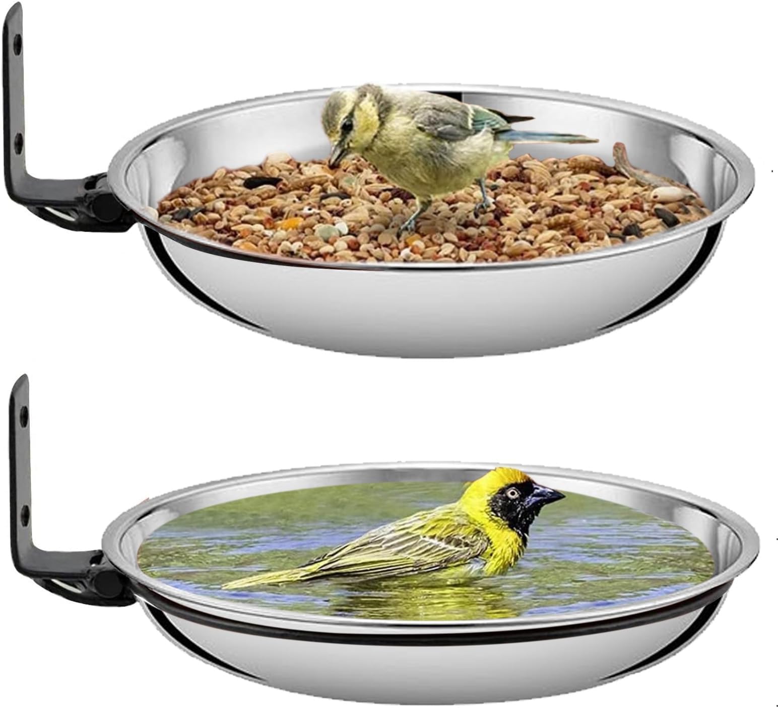 LSRVNM 2 Piece Wall Mounted Bird Feeder, Hanging Bird Feeding Tray ...