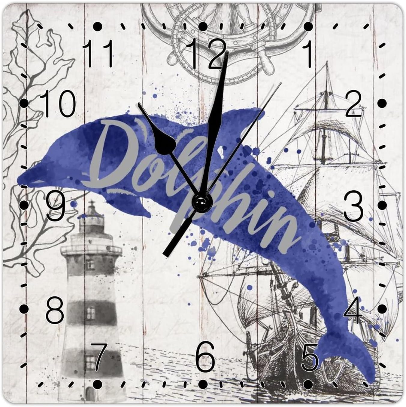 Beach Theme Ocean Dolphin Wall Clock Beach Theme Clock Vintage Country ...