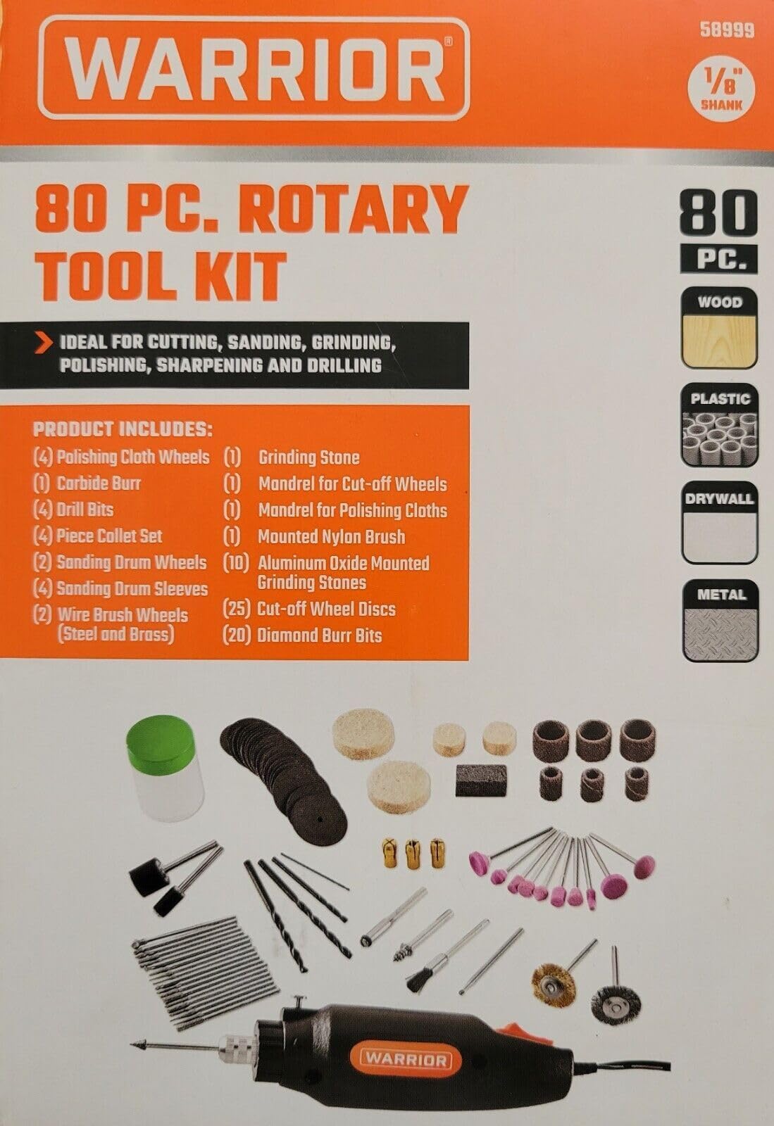 NEW 80 pc High Speed Rotary Tool Kit Fits Dremel Bits Hobby Model Kit ...