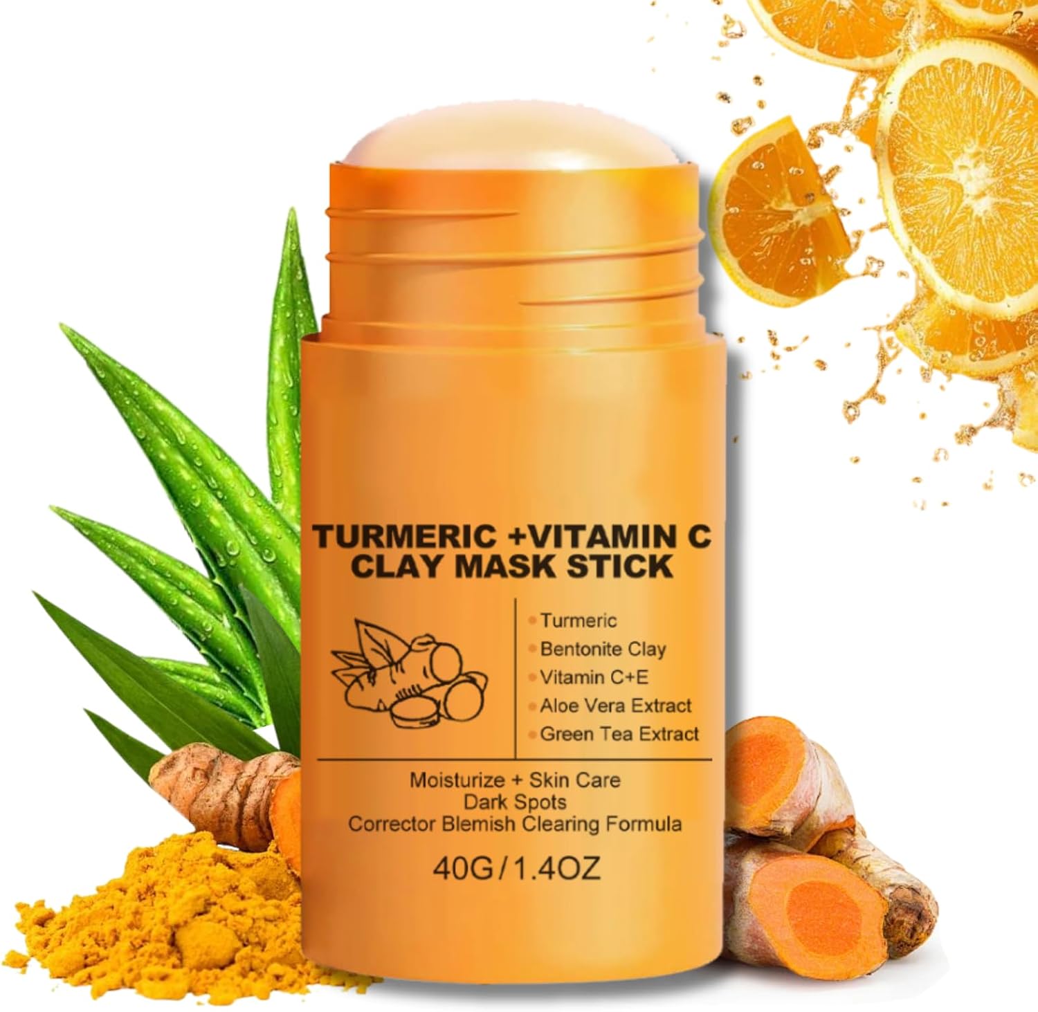Turmeric Clay Mask,Turmeric Vitamin c Face Mask Stick, Clay Face Mask ...
