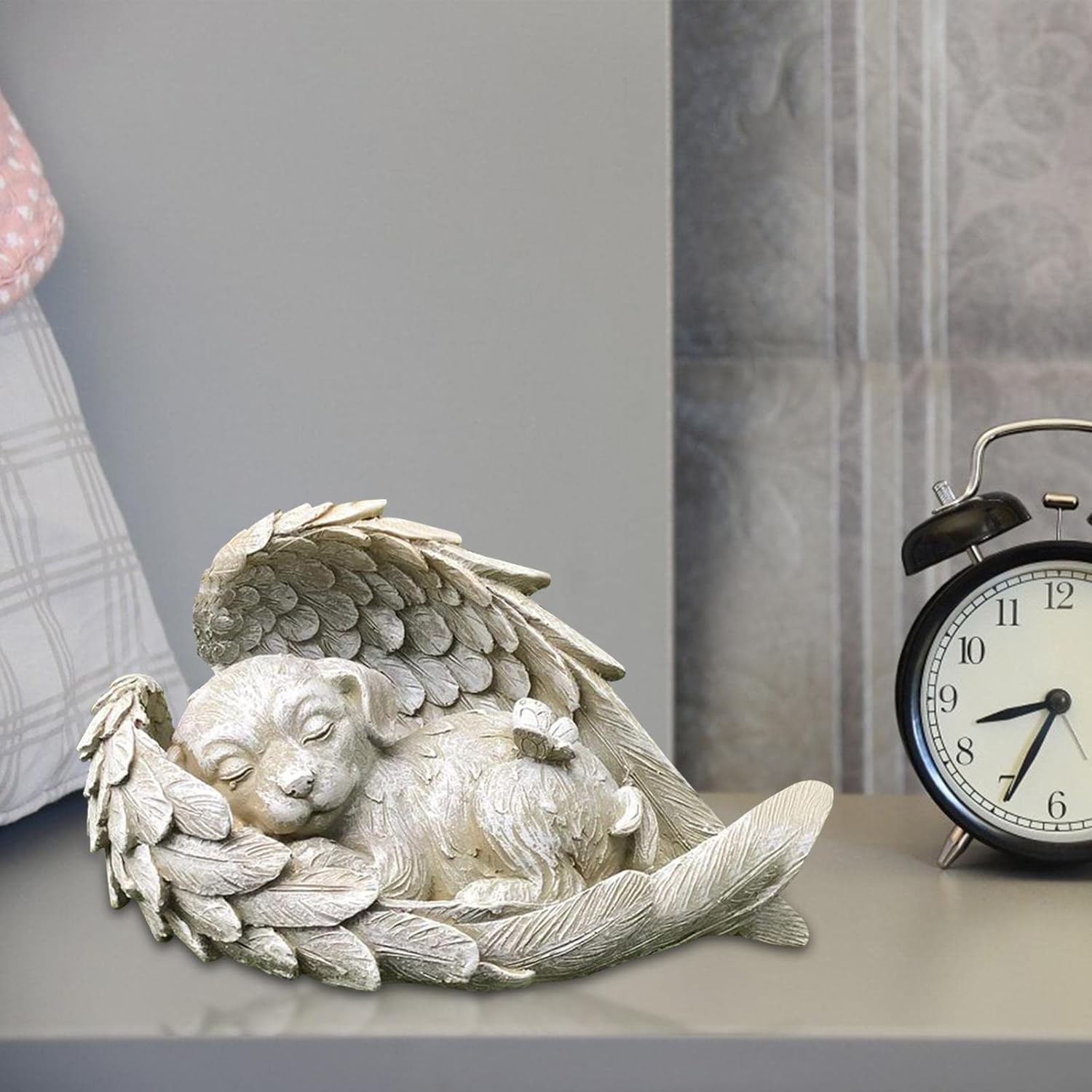 Nlmayt Grave Stones, Memorial Stone Cat Dog with Angel Wings Resin Statue, for Sleeping Pets Dog ...