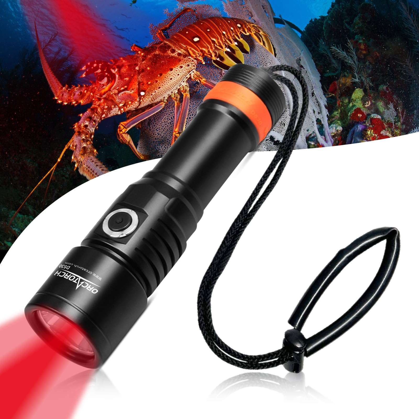 Amazon.com: ORCATORCH D530 Red LED Dive Light Scuba Flashlight, 210 ...
