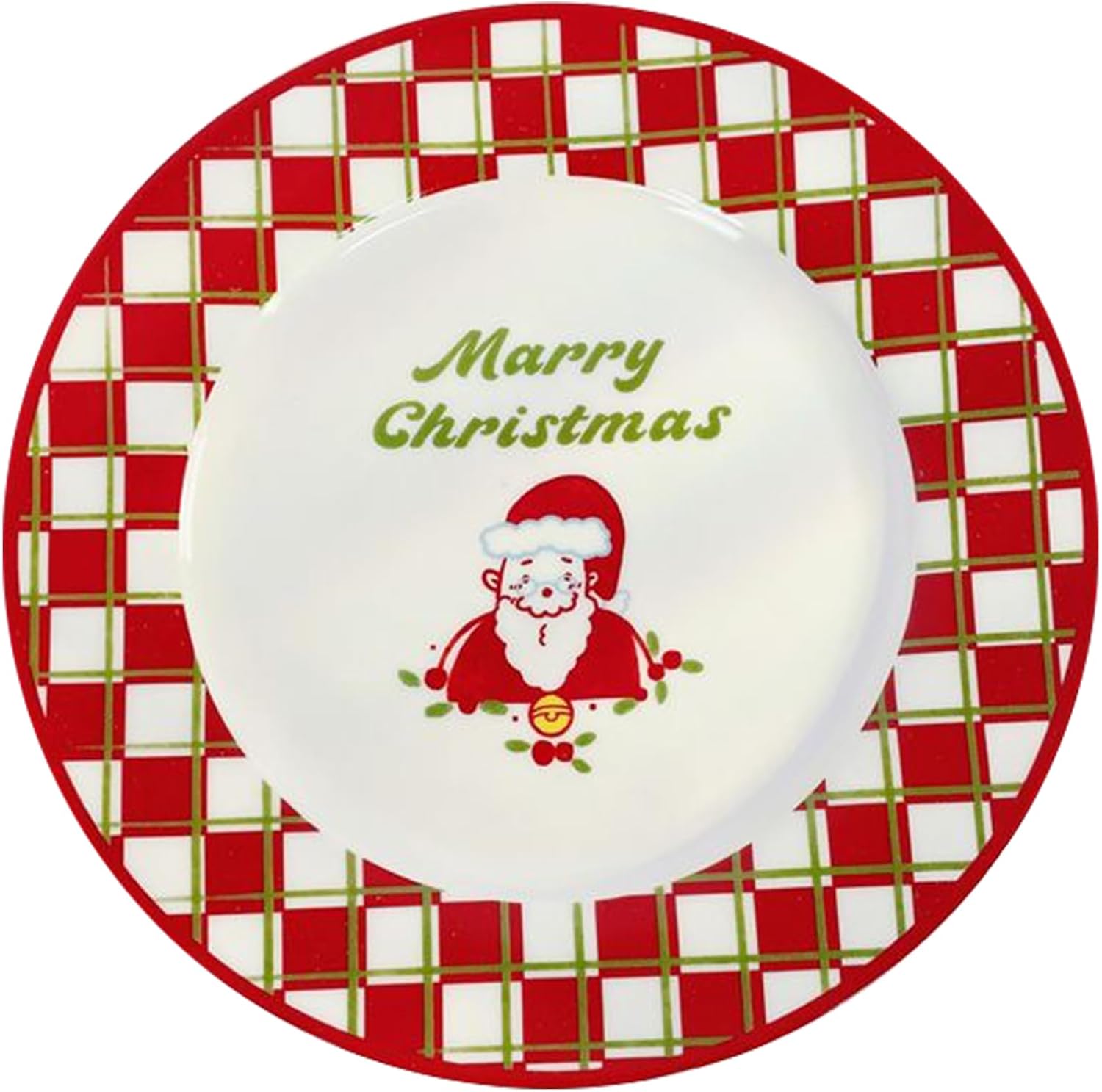 PLUSHCEWT Santa Christmas Ceramic Salad Plates, Red and White Dinner ...