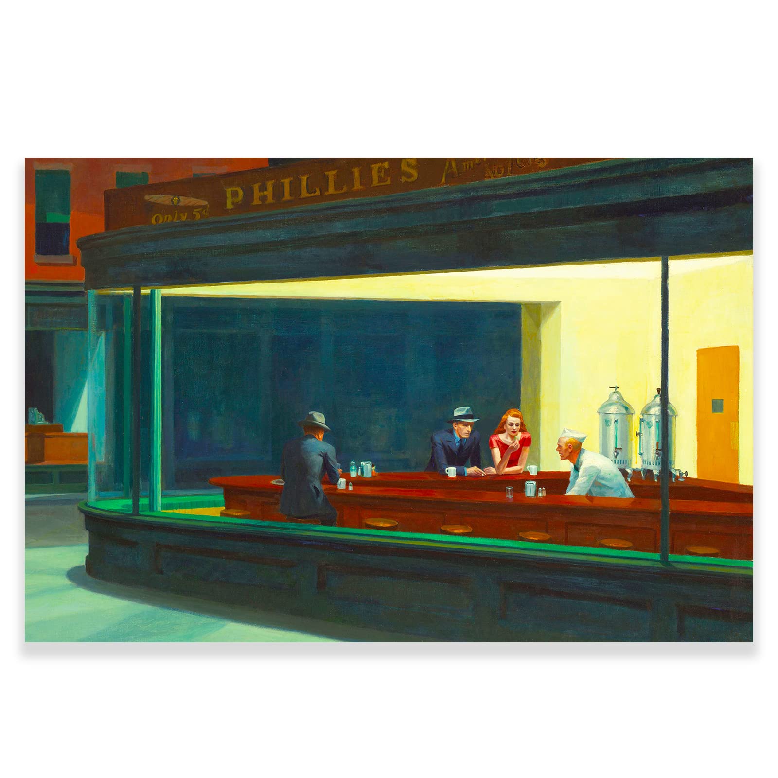 Amazon.com: KWAY Edward Hopper Nighthawks Poster - Famous Painting ...