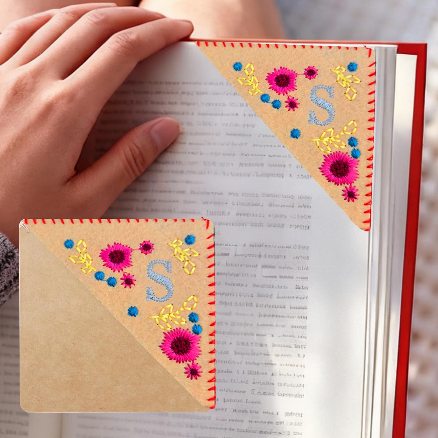 Amazon.com: Embroidered Corner Bookmark Handmade Felt Triangle Page ...