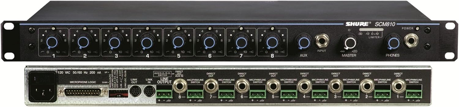 Amazon.com: Shure SCM810 Eight Channel Automatic Microphone Mixer with ...