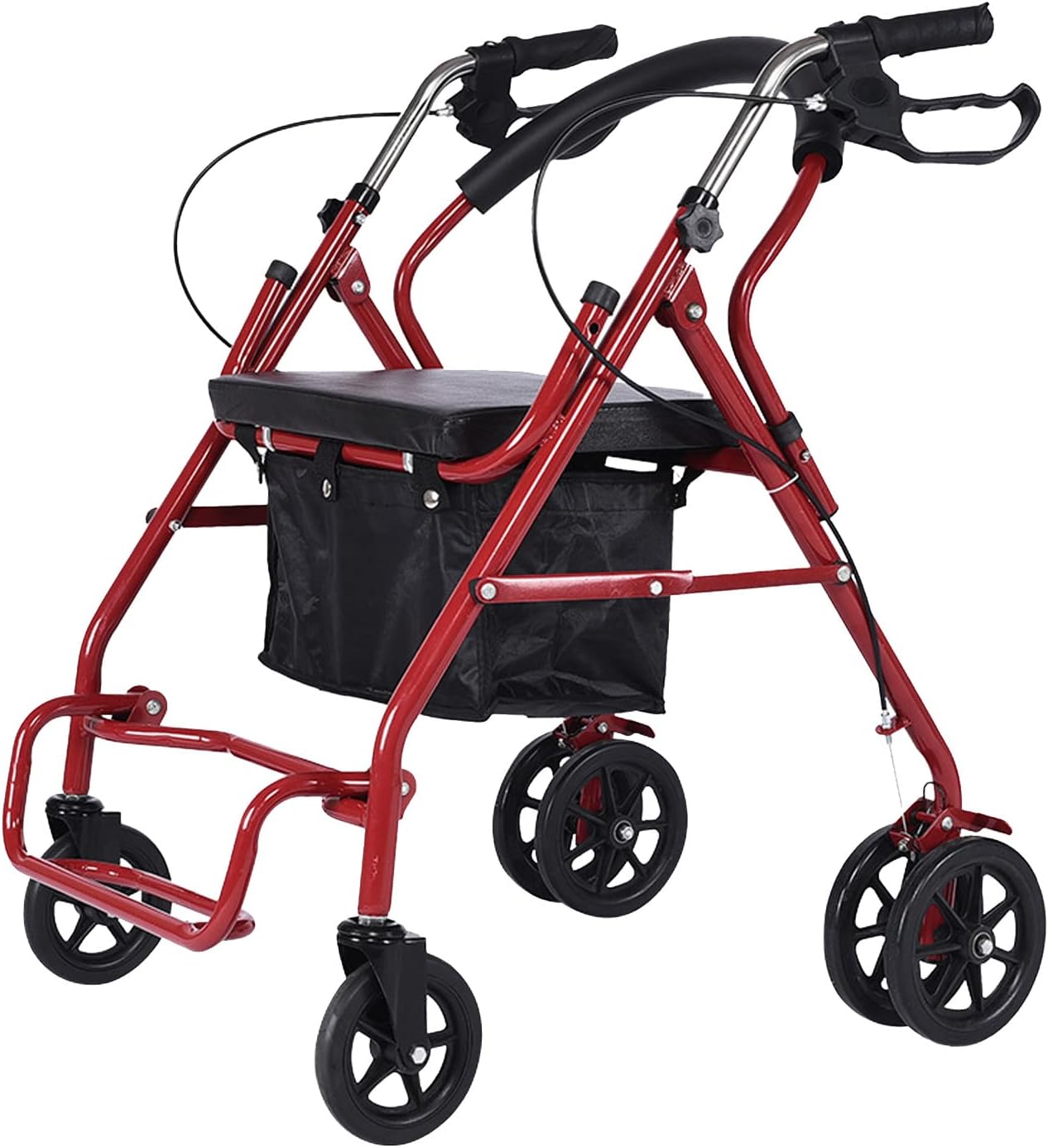 USOR Lightweight Folding Steel Rollator Walker with Seat, Supports up ...