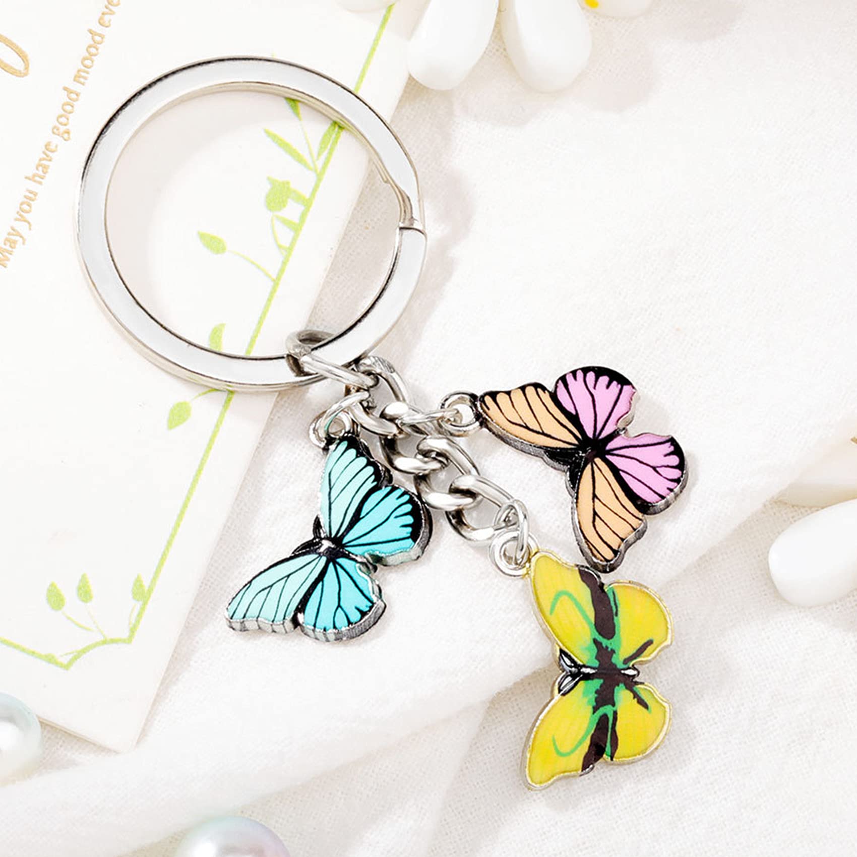 GloryMM Multicolor Butterfly Pendant Keyring Butterfly Keychain ...