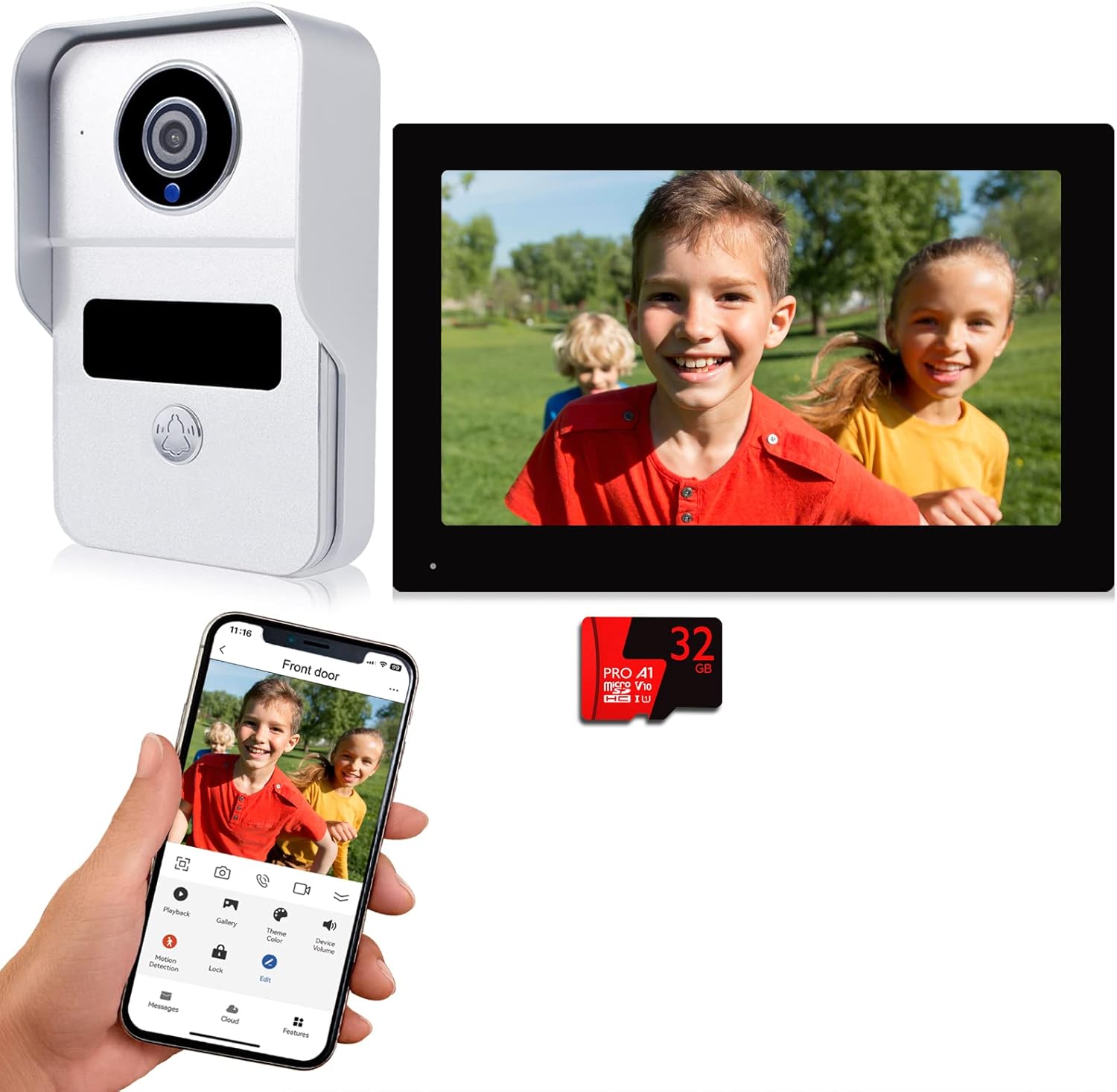Amazon.com: WiFi Video Intercom System, Video Doorbell with Monitor ...