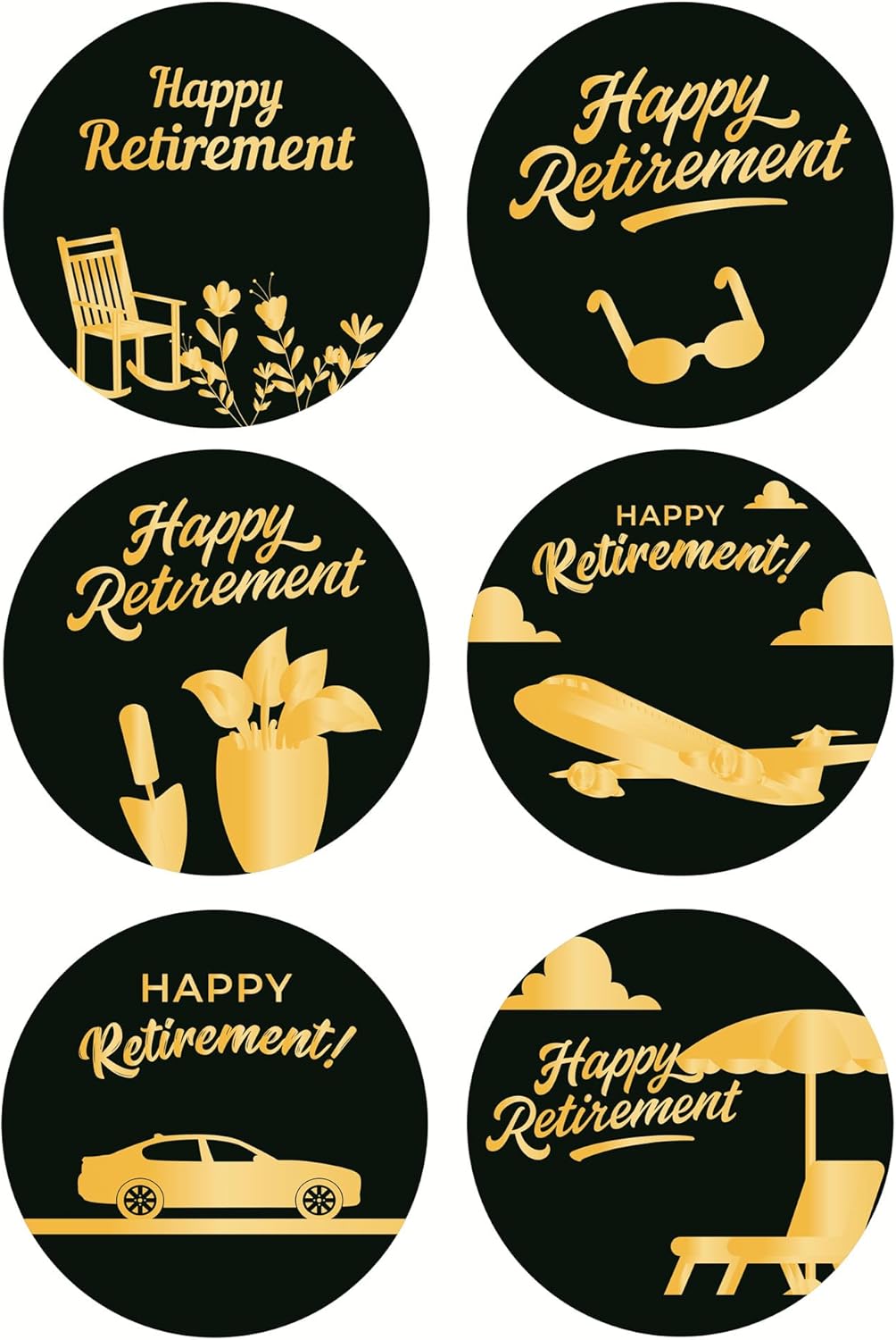 Amazon.com: Happy Retirement Sticker,2inch 90pcs Gold Happy Retirement ...