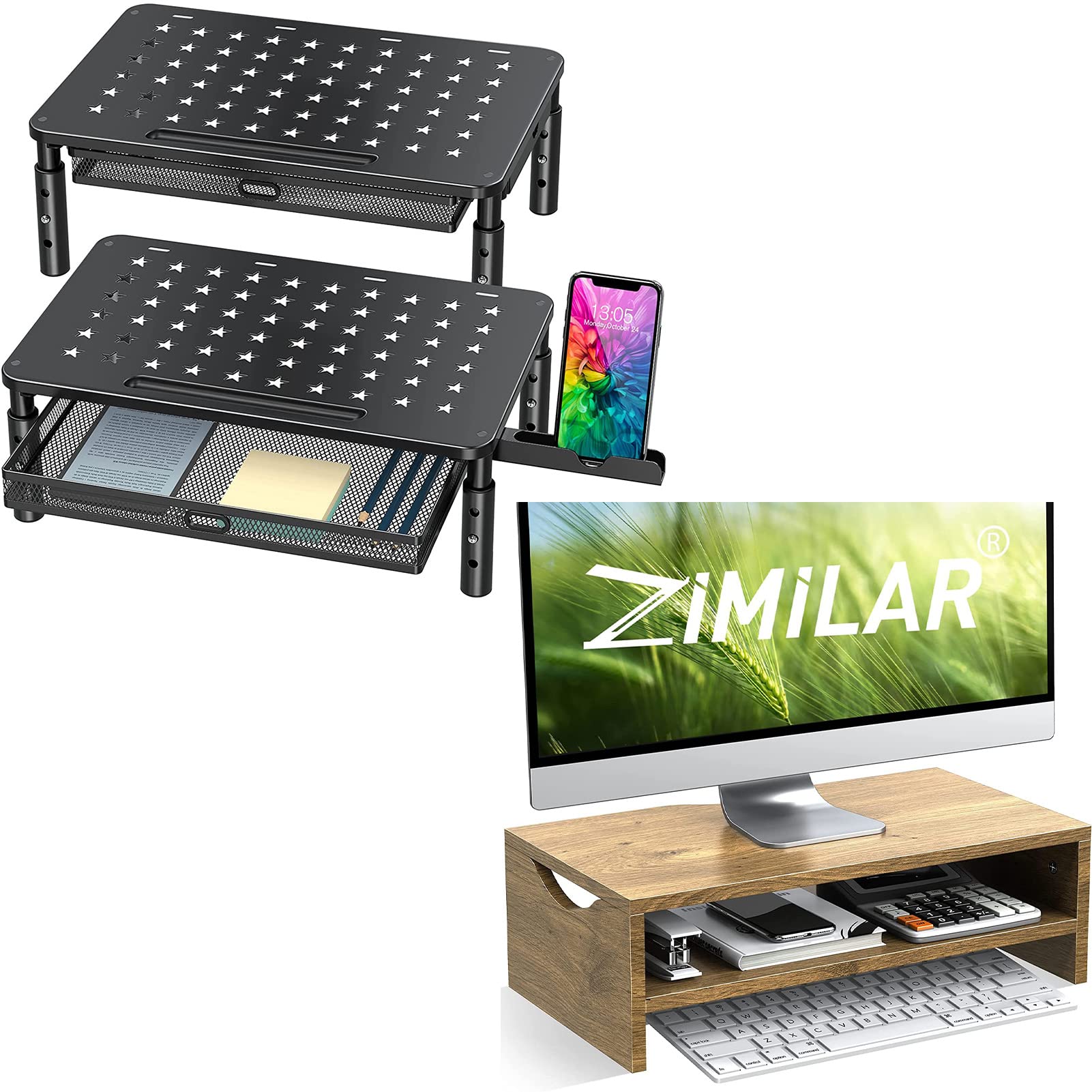 Amazon.com: Zimilar Monitor Stand Riser with Metal Mesh Drawer, Height ...
