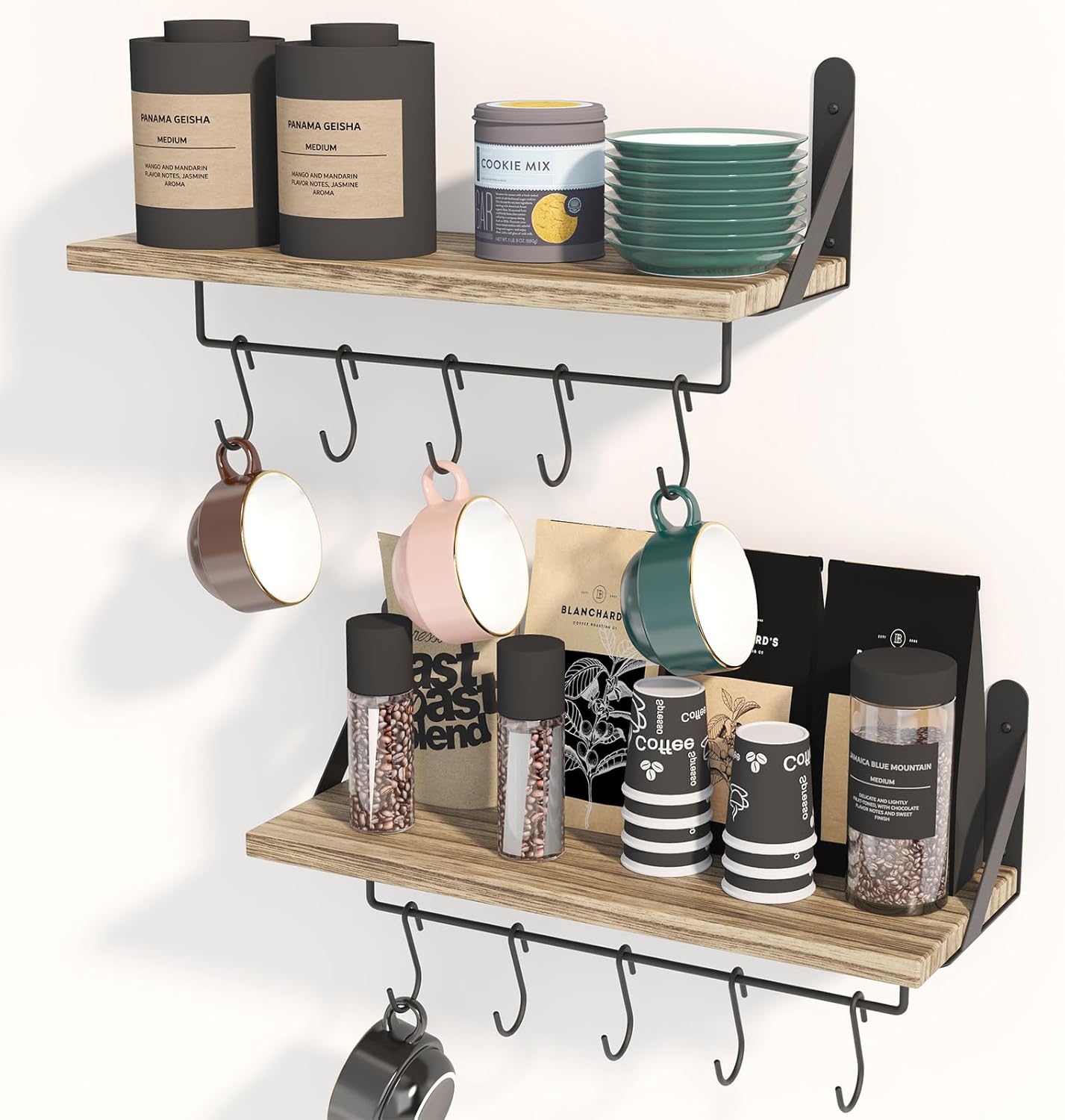 Amazon.com - Fixwal Floating Wall Shelves for Coffee Nook with 10 ...