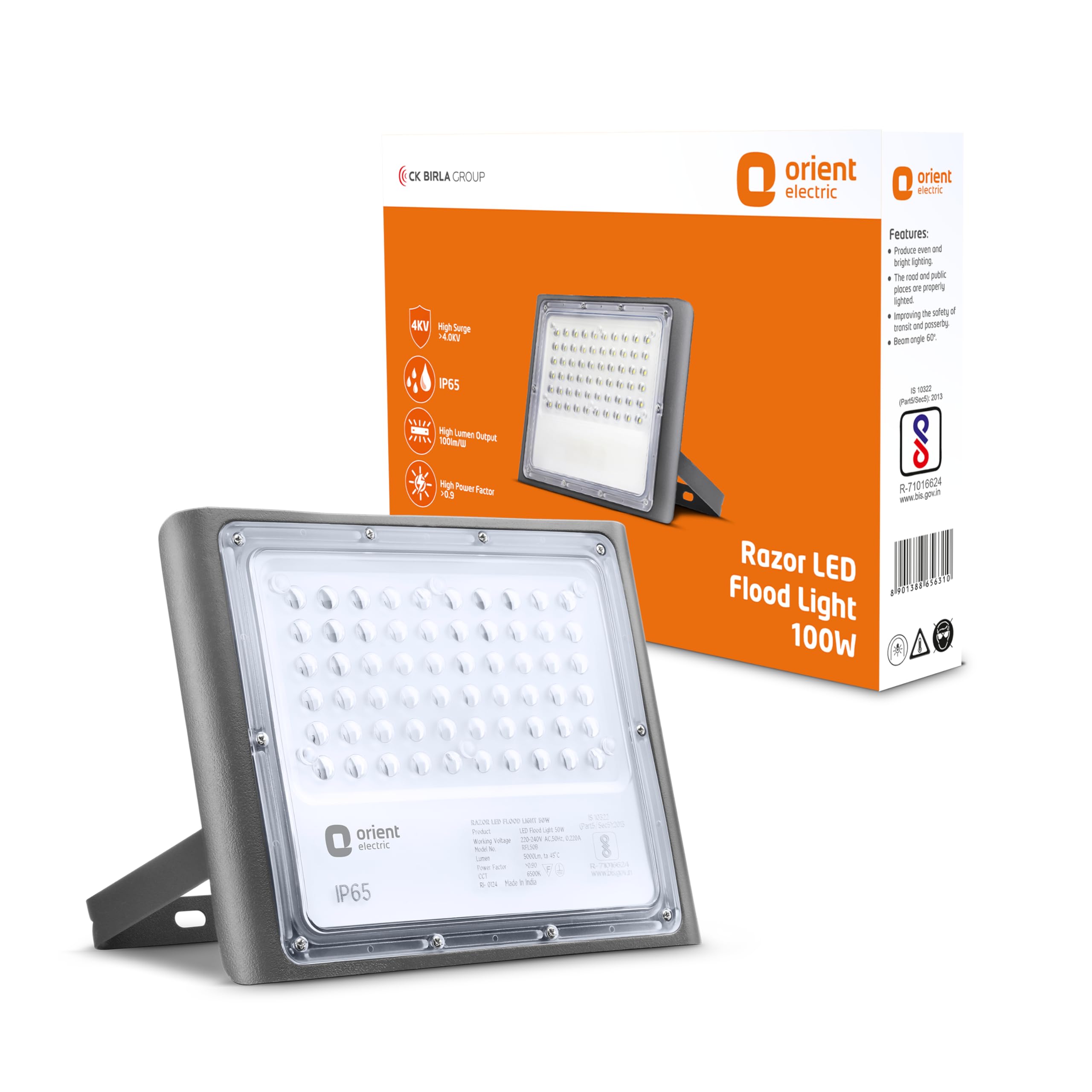 Orient Electric Razor Flood Light 100W | IP65 Waterproof LED Flood ...