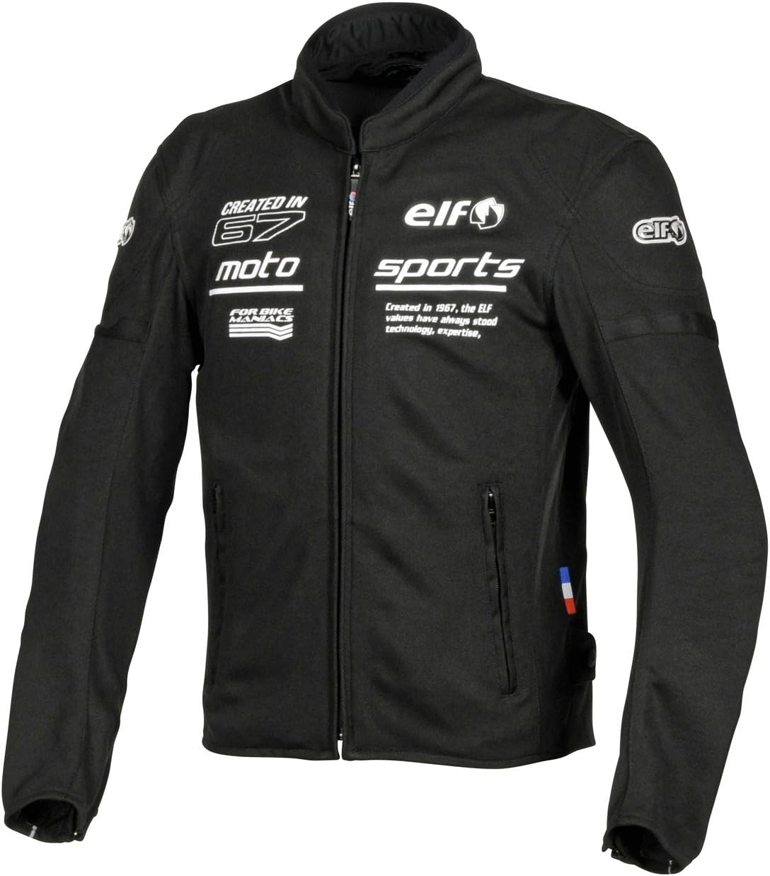 Amazon | エルフ(ELF) バイク用ジャケット Mesh Blouson(メッシュブルゾン) ブラック/ホワイト L EL-8224 | ジャケット | 車＆バイク