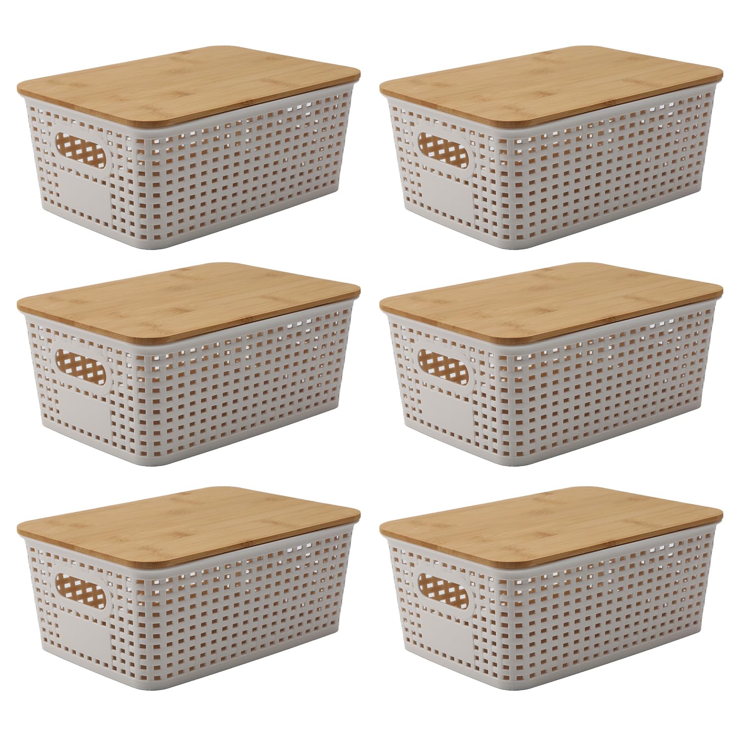 Amazon.com - LASIEYO 6 Packs Storage Bins with Bamboo Lids, Decorative ...