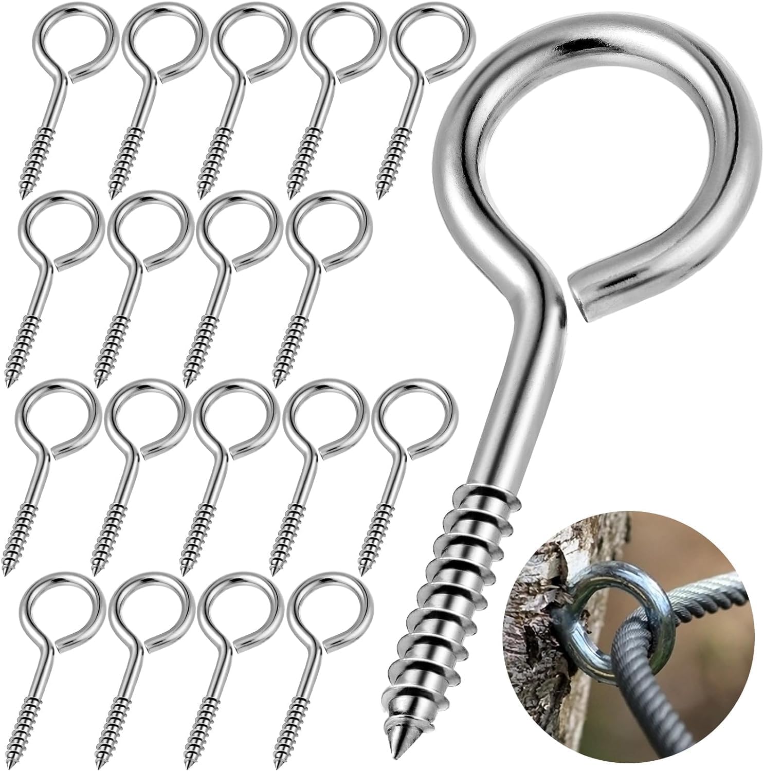18 Pack Heavy Duty Screw, 2.5 Inch Stainless Steel Eye Bolts, Rust ...