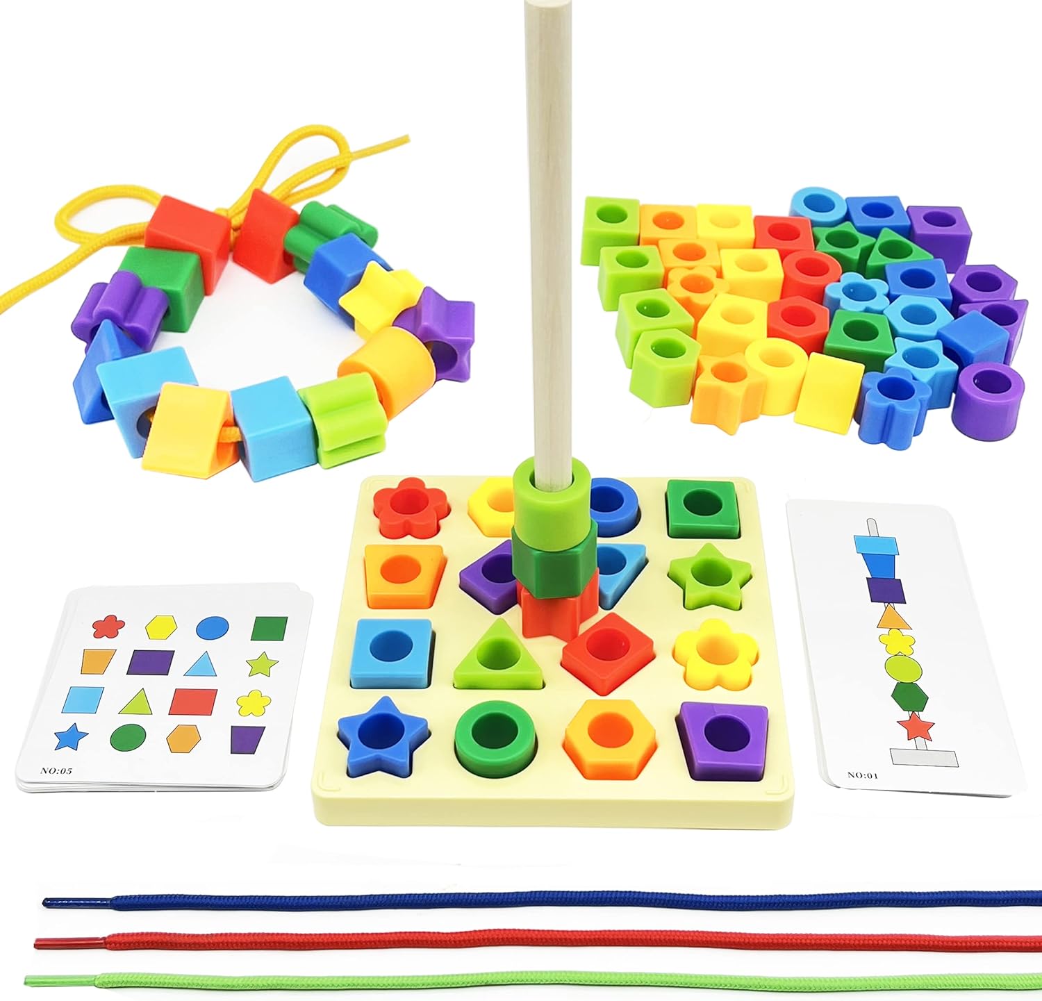 KUTOI 3 in 1 Montessori Fine Motor Toys Set Lacing Beads Sorting kutoi-3-in-1-montessori-fine-motor-toys-set-lacing-beads-sorting