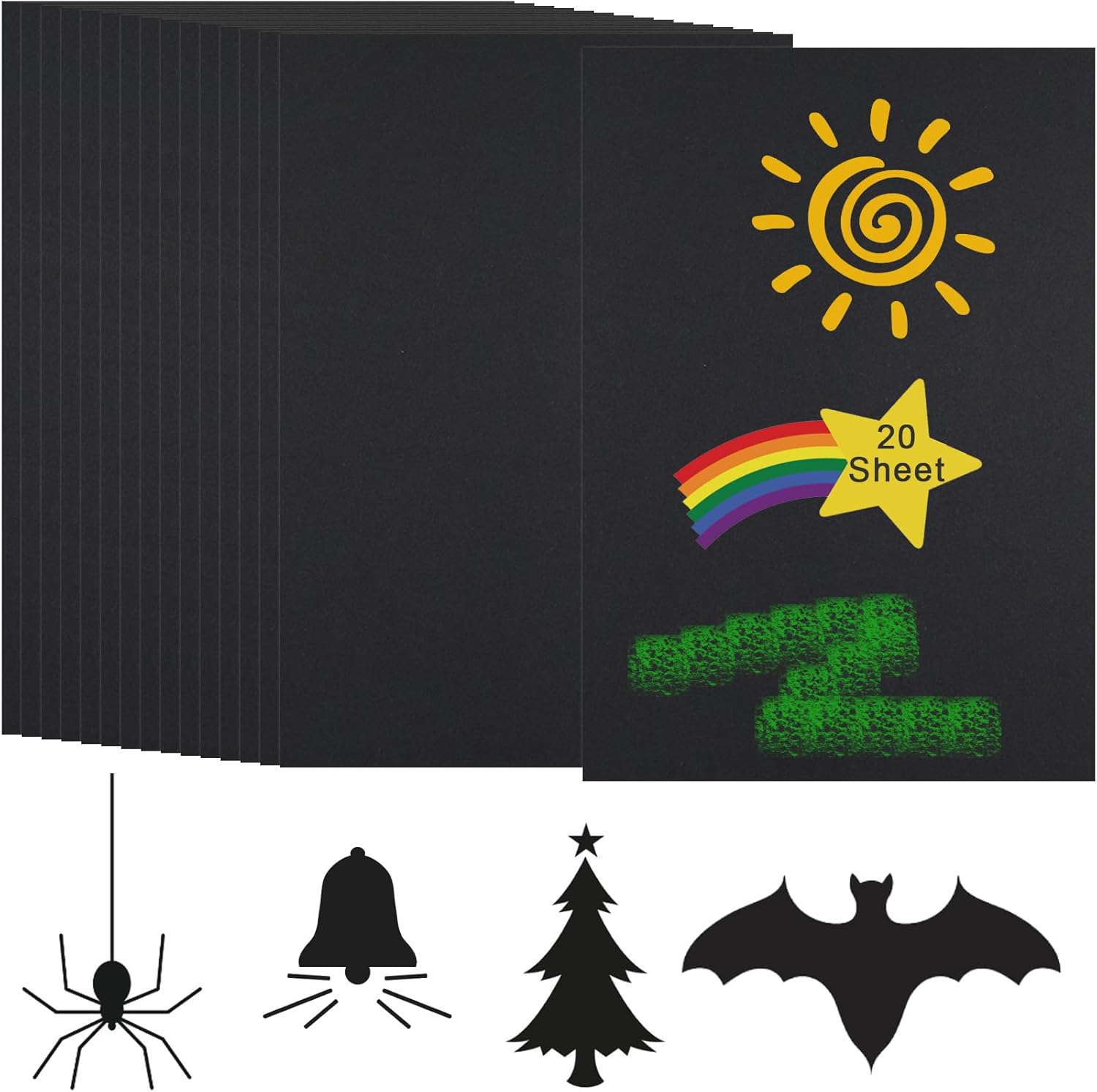 Amazon.com : ArtCute Black Cardstock Paper 20 Sheets 250gsm Thick Black ...