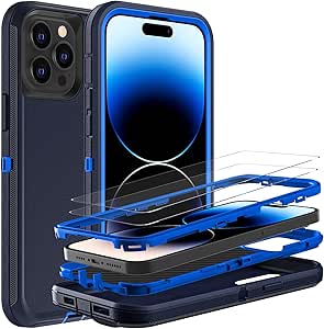 Amazon.com: YKHJKLEC for iPhone 14 Pro Max Case, Military Grade 3 in 1 Heavy Duty Shockproof ...