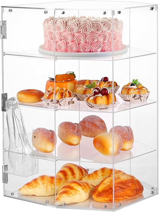 Amazon.com: 4-Tier Countertop Bakery Display Case, Acrylic Cake/Pie ...