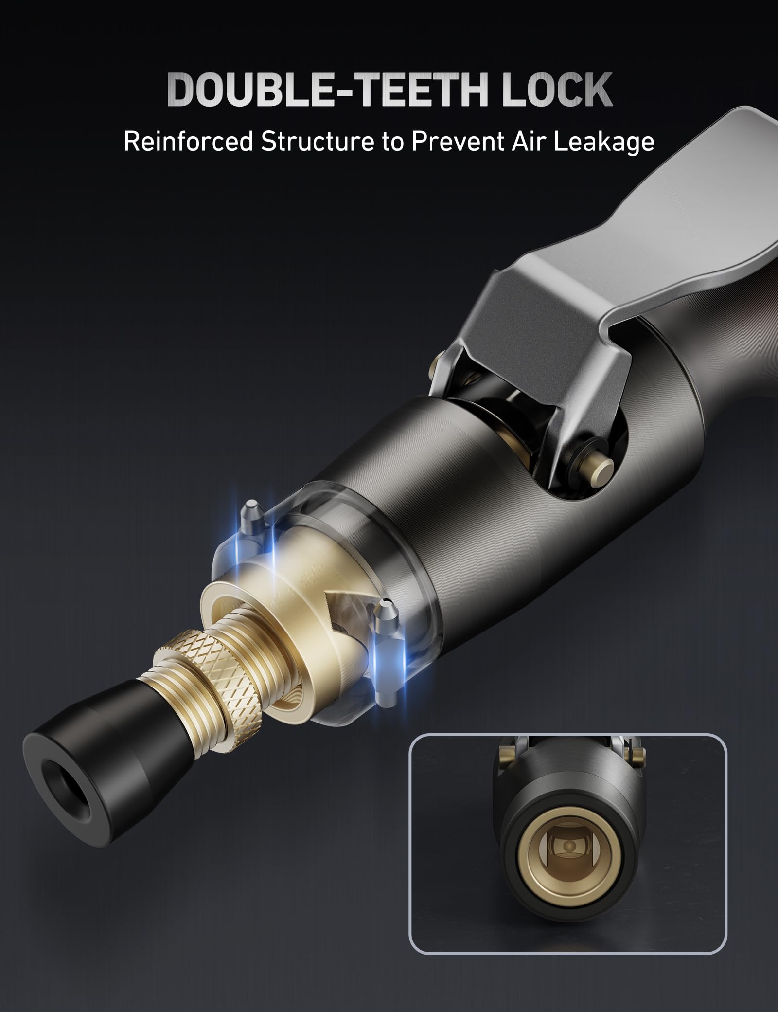 AstroAI Air Chuck, No Air Leakage Double Teeth Lock on Tire Chuck Close ...