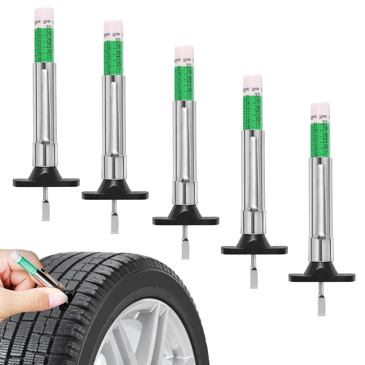 Tyre Tread Depth Gauge UK - 6-Sided Smart Color Coded, 0-25mm/Inch Tyre ...