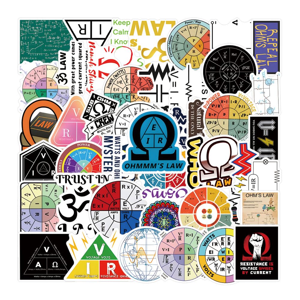 Amazon.com: 61Pcs Ohms Law Stickers Pack, Aesthetic Vinyl Waterproof ...