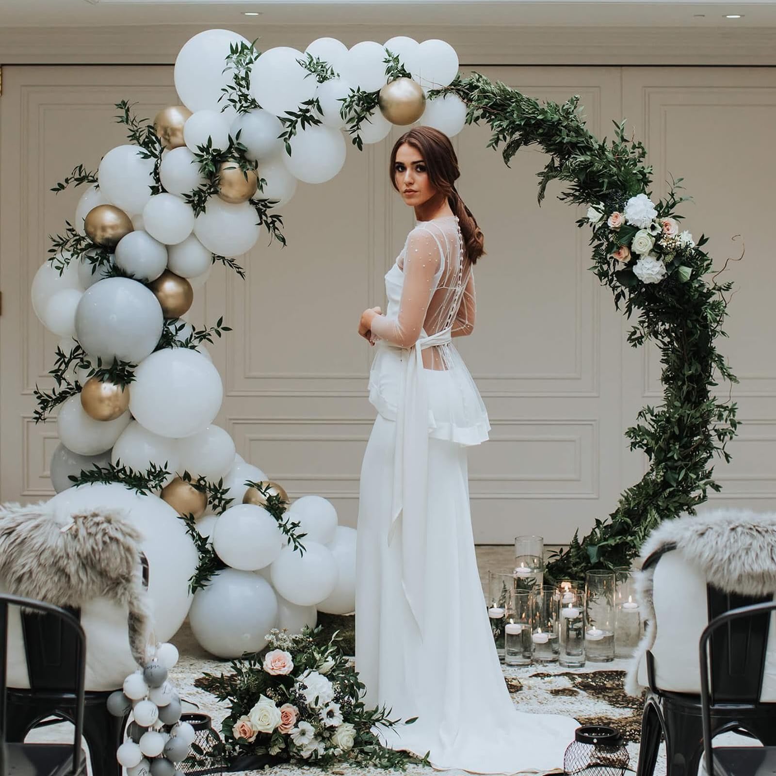 Snapklik.com : 6.56 Ft Gold Round Backdrop Stand, Stable Circle Balloon ...