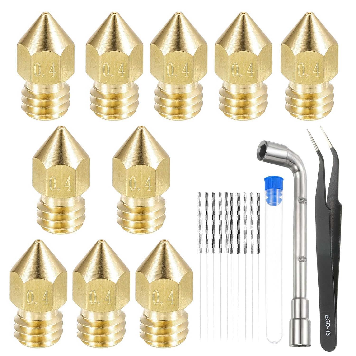 Amazon.com: uxcell 10Pcs 3D Printer Nozzles, Brass Extruder Nozzles for ...