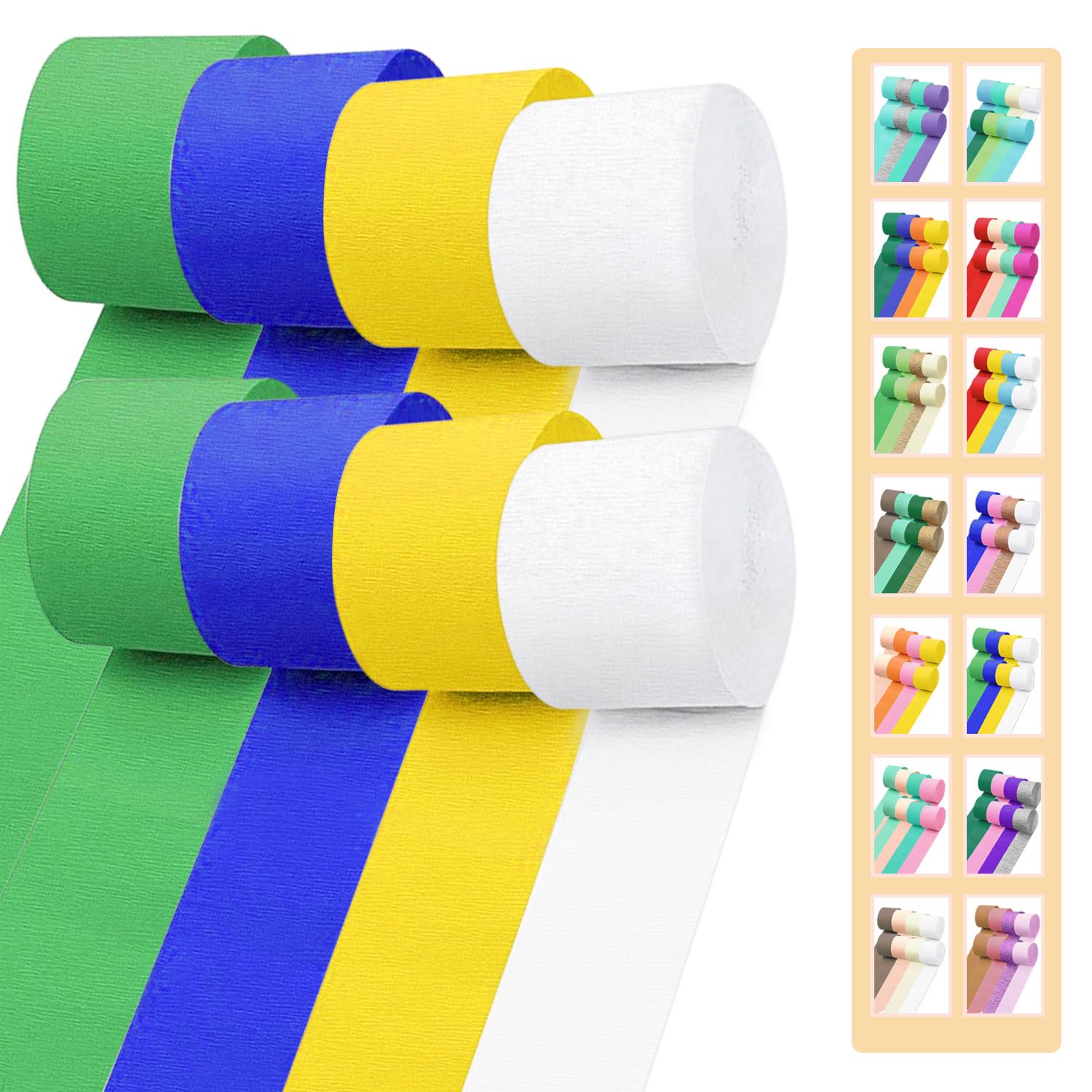 Amazon.com: Crepe Paper Streamers 656ft 8 Rolls, Pack of Yellow Blue ...