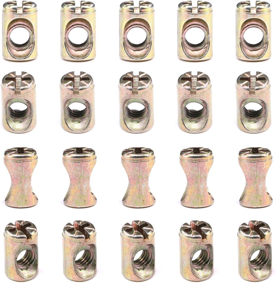 Amazon.com: uxcell® M6 x 10mm Cross Dowel Slotted Metal Barrel Nuts ...