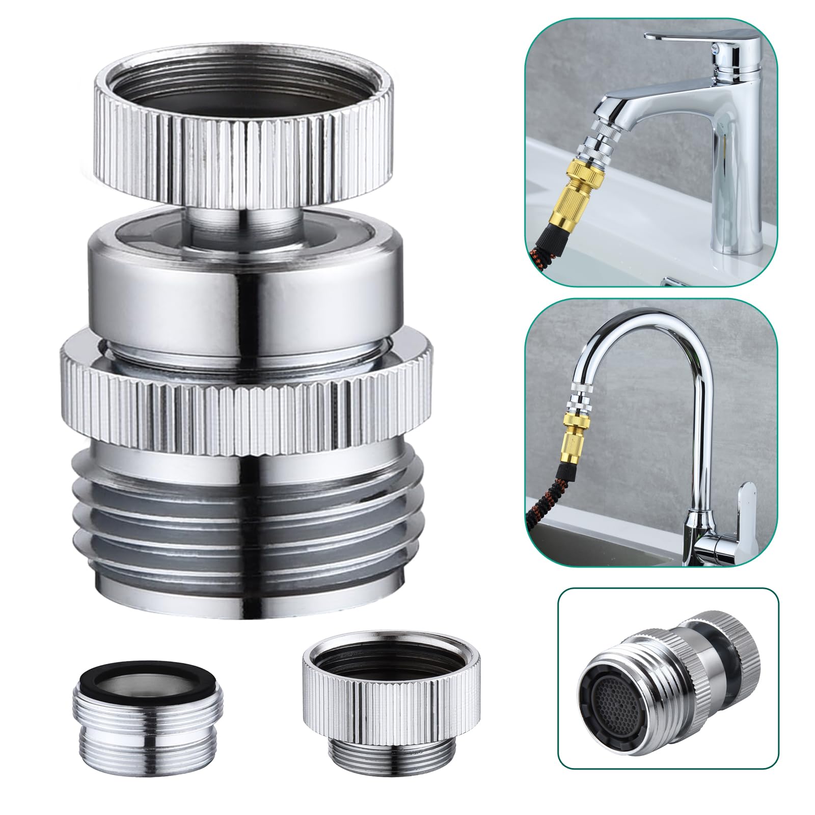 SNUTUYA Faucet to Garden Hose Adapter,Brass 3/4-Inch Garden Hose ...