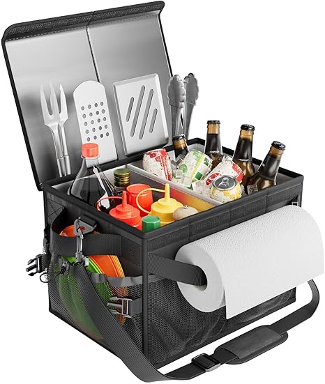 Amazon.com : FANGSUN Black Grill Caddy, BBQ Organizer with Lid & Paper ...