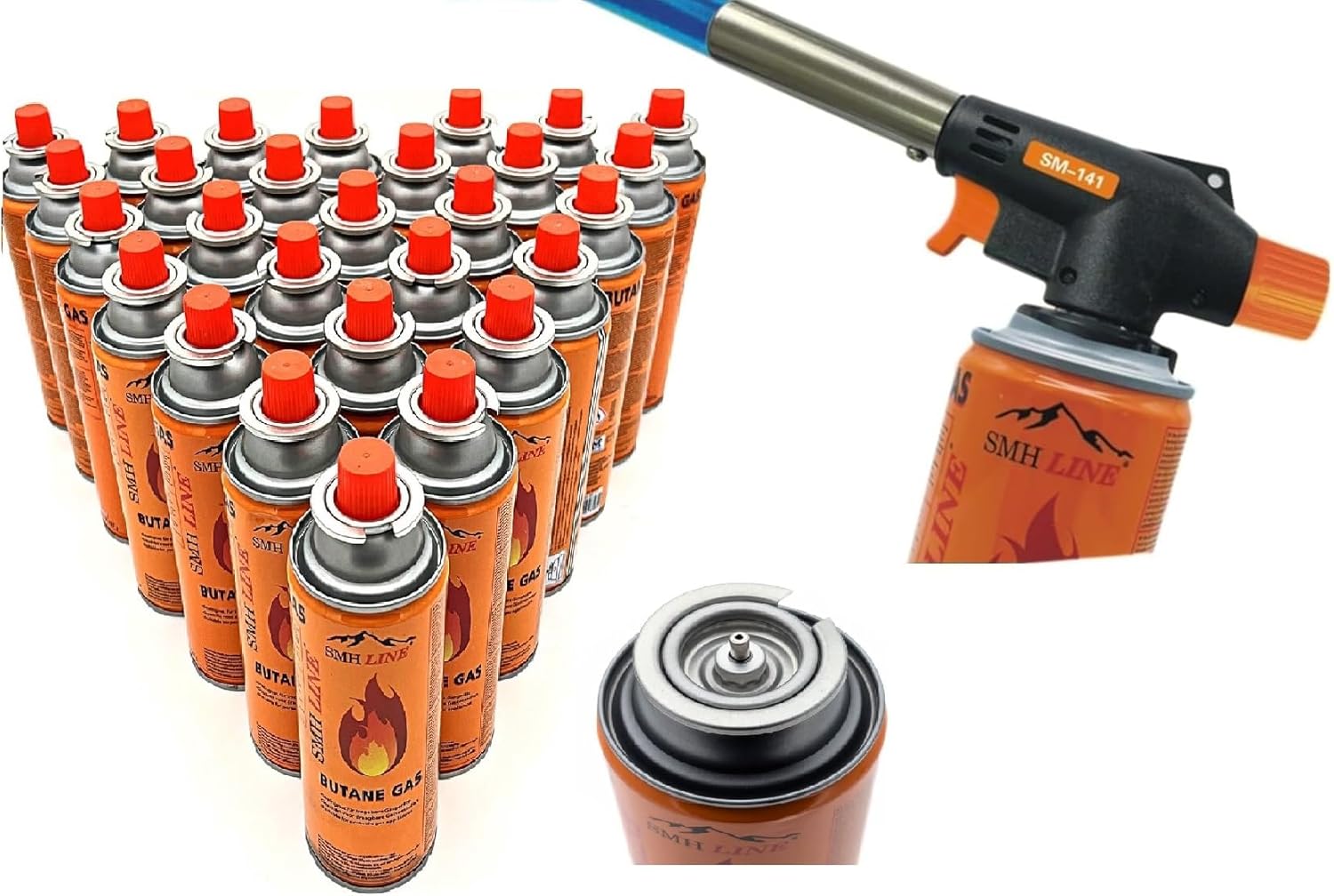 SMH LINE® Gasbrenner inkl. 20x Gaskartuschen 227g Küche Lötlampe Bunsenbrenner 1300°C Lötbrenner ...