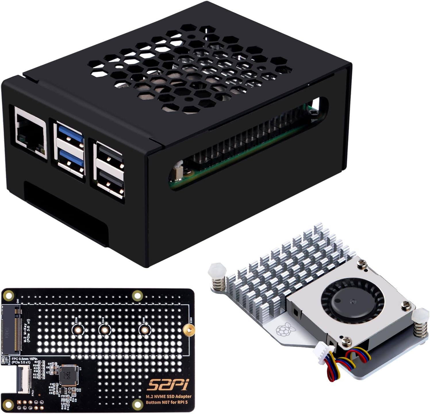 Amazon.com: Geekworm PCIe Metal Case P579 for Raspberry Pi 5 Support X1001/X1004/X1003/X1015 ...