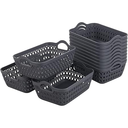 Amazon.com: Readsky Small Plastic Storage Baskets with Handles, Desktop ...