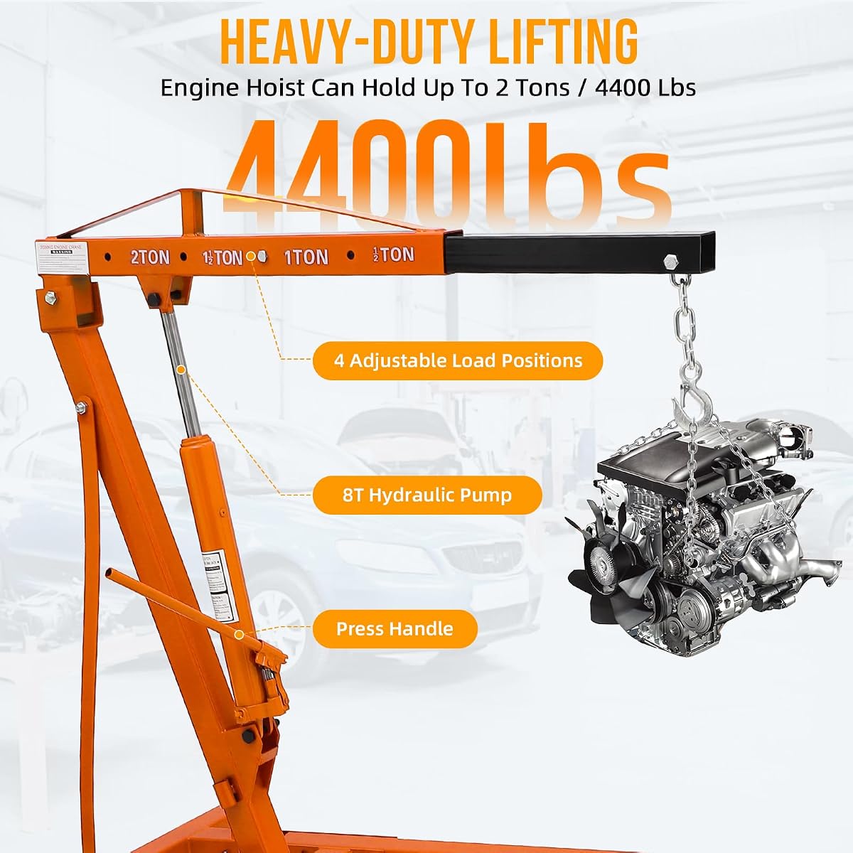 $32/mo - Finance Hydraulic Engine Hoist 2 Ton, Cherry Picker Shop Crane ...