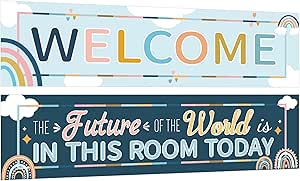 Amazon.com: Blue Bohemia Classroom Decorations Classroom Welcome Banner ...