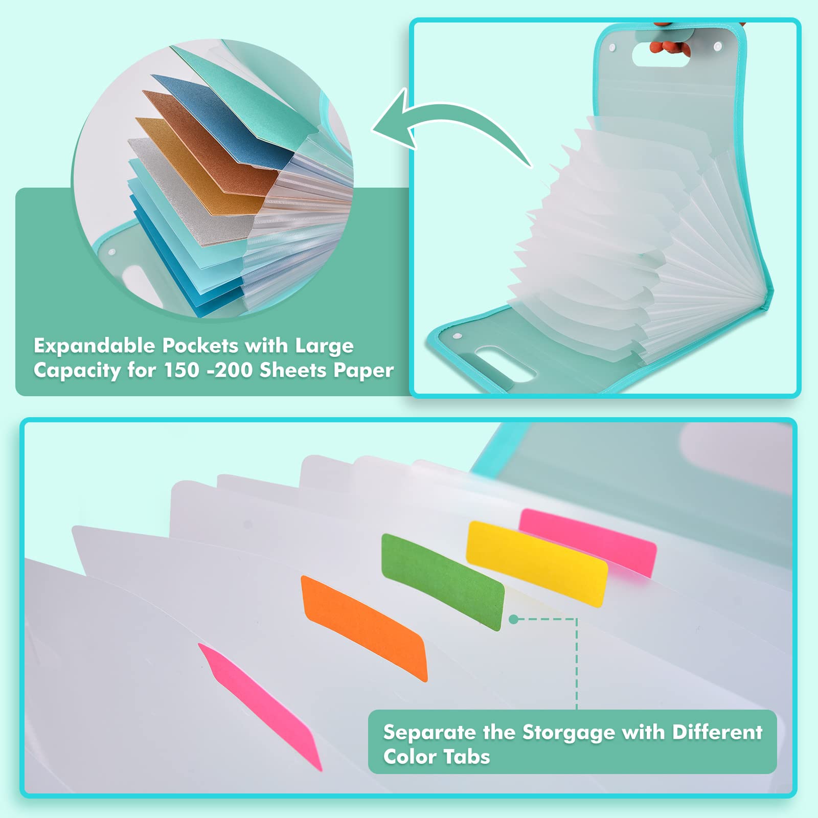 Snapklik.com : 3 Pack Mint Paper Organizer Classroom Expandable ...