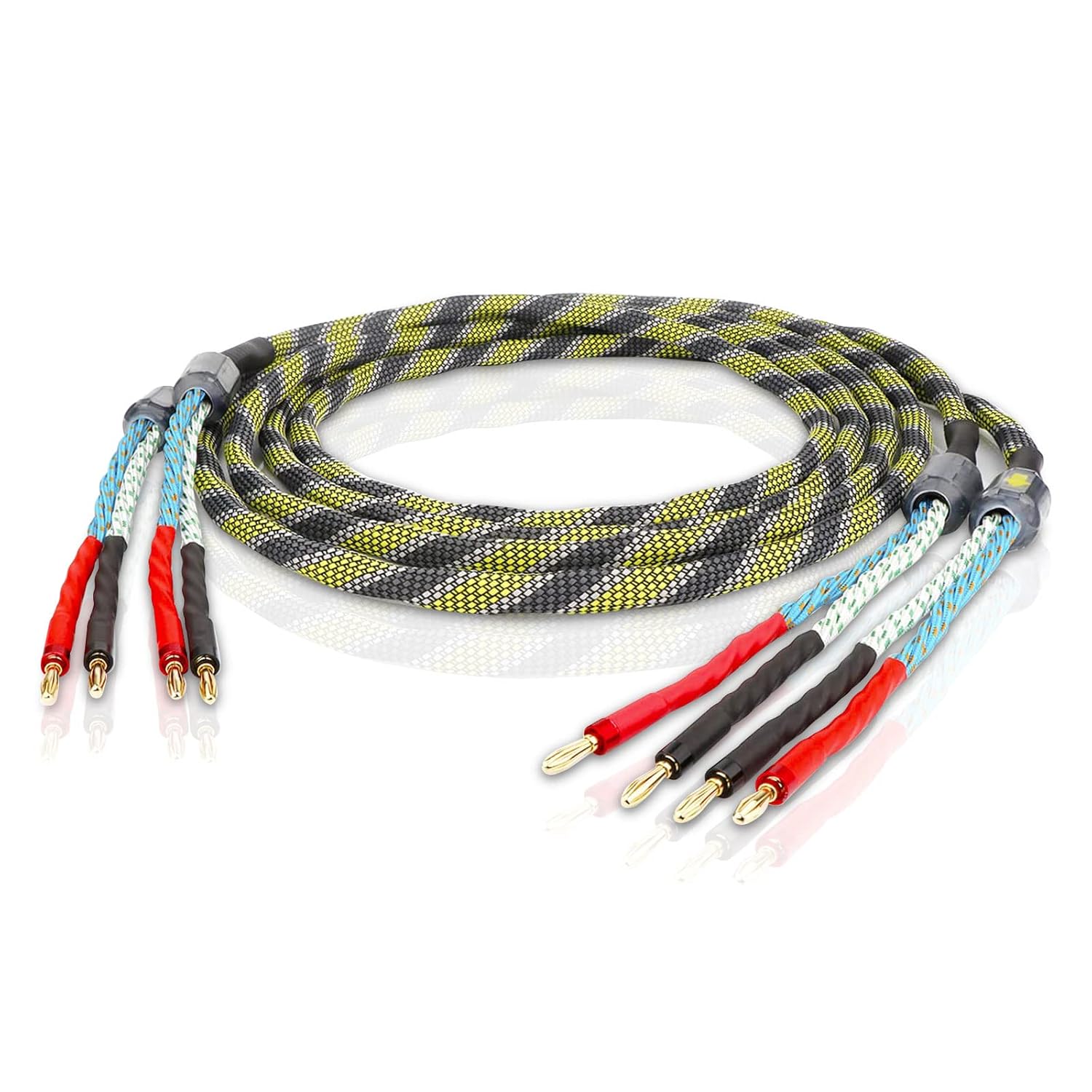 Monosaudio 9AWG Speaker Wire with banana plugs Pair HiFi braided ...
