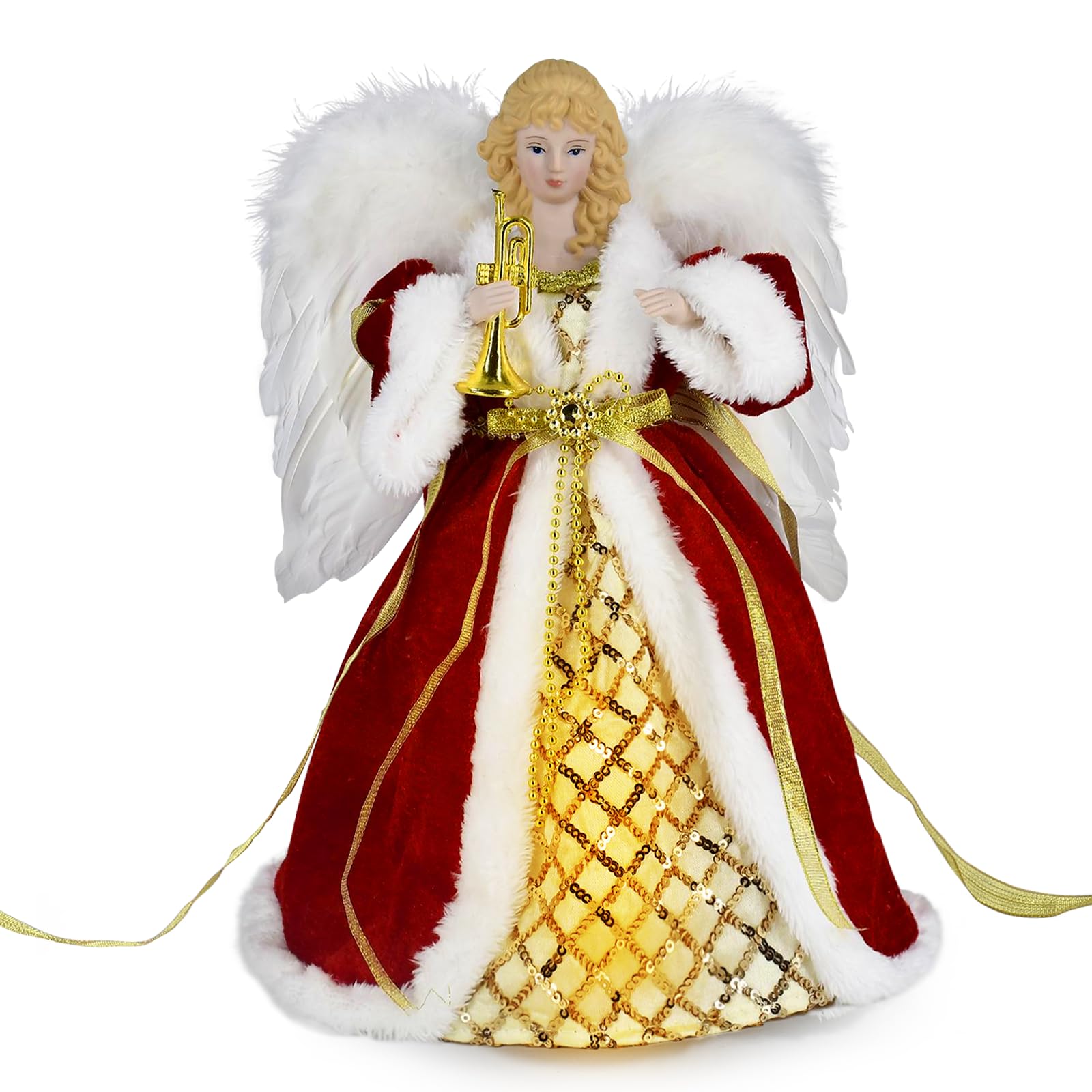 Amazon.com: Tefola Angel Treetop Figurine, Christmas Angel Tree Top ...