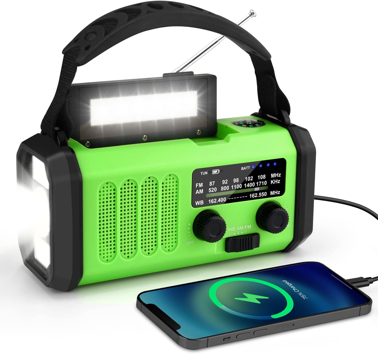Amazon.com: iRonsnow Solar Emergency Hand Crank Weather Radio, Portable ...